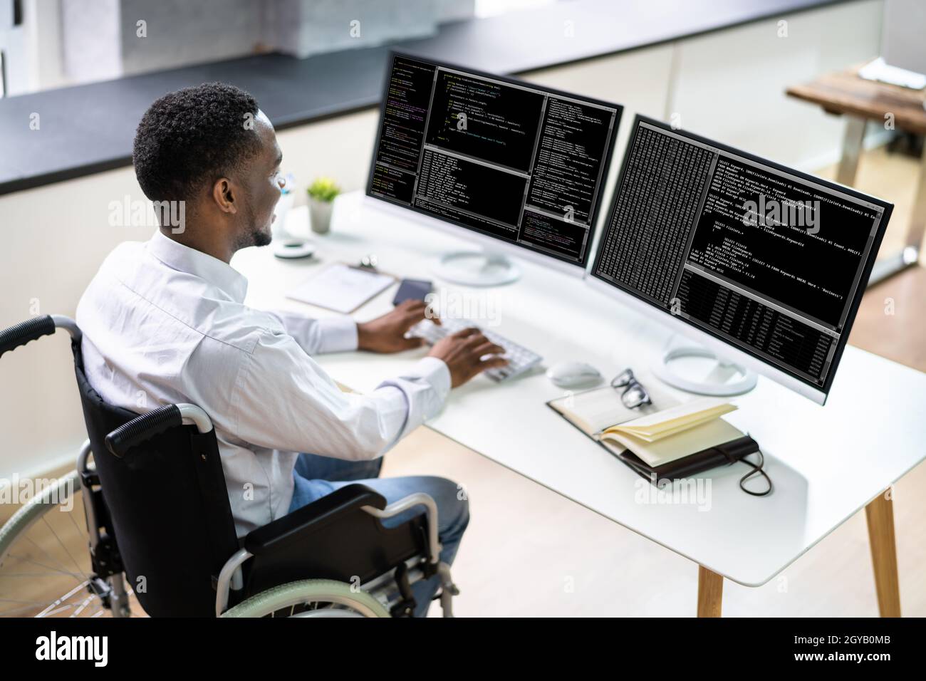 African American Web Developer. Software Programmer Coding Stock Photo ...