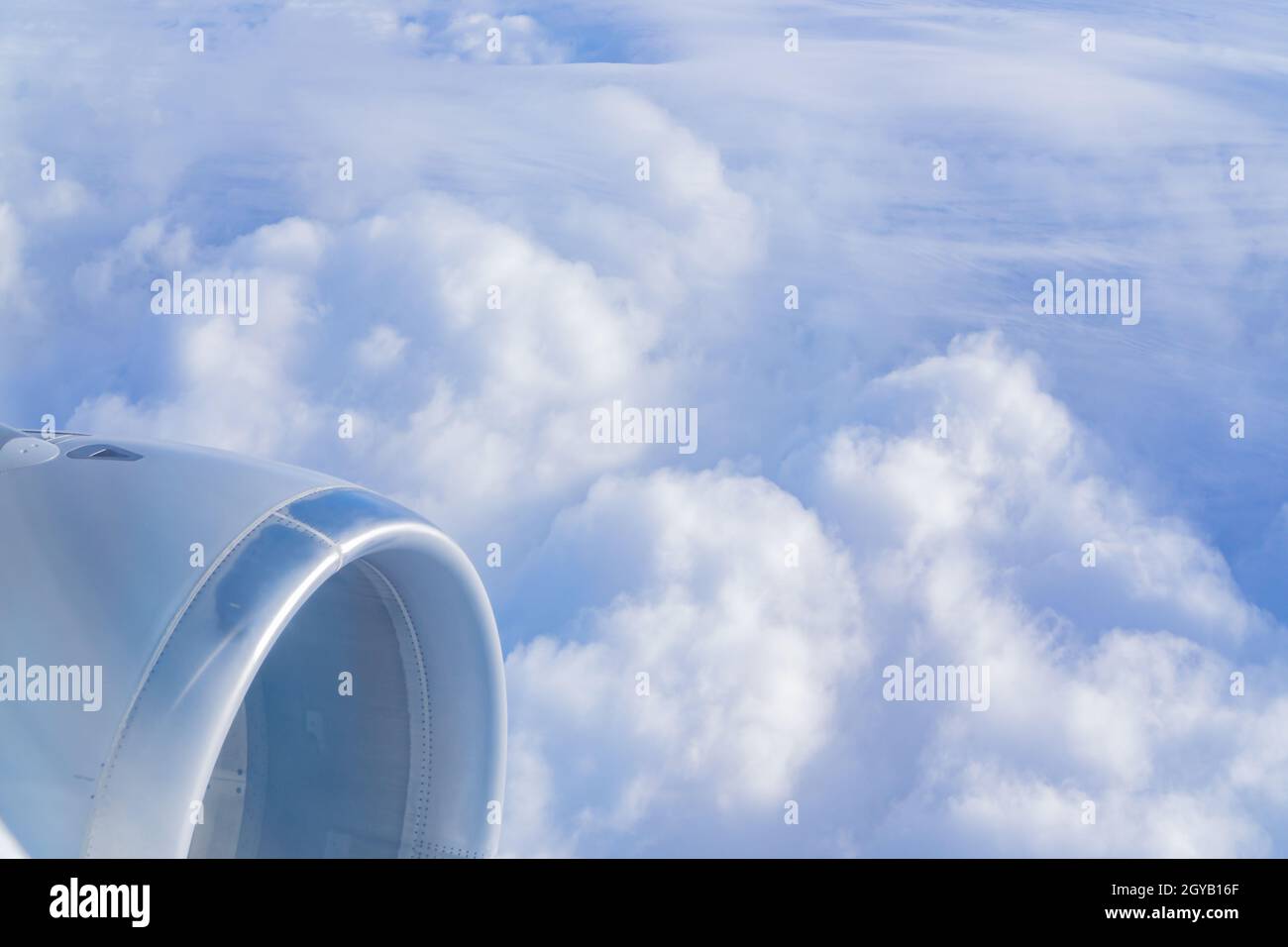 Photo from the plane while flying over the clouds, with a view of the ...