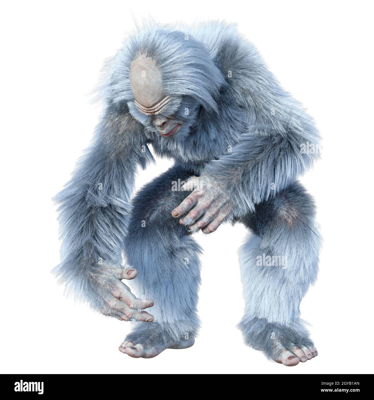 3D rendering of a fantasy creature yeti isolated on white background ...