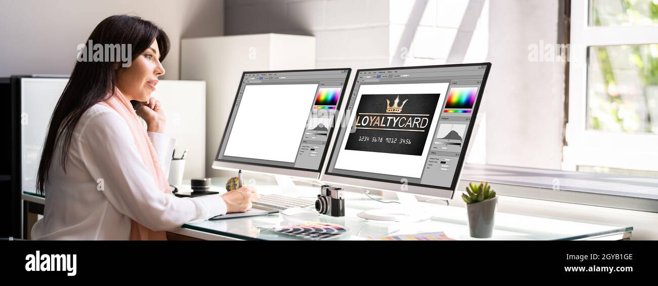 Professional Graphic Designer Woman Working On Computer Stock Photo - Alamy