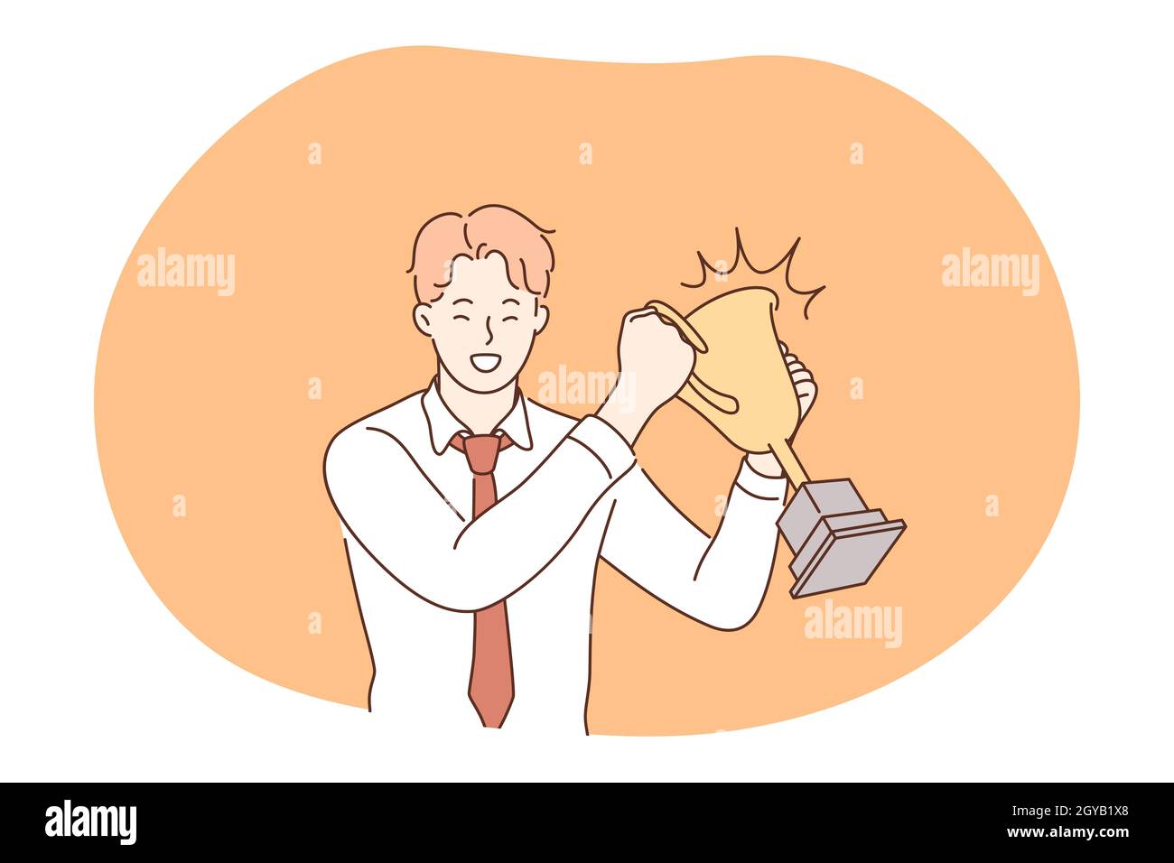 Success, leadership, business development concept. Happy young ...