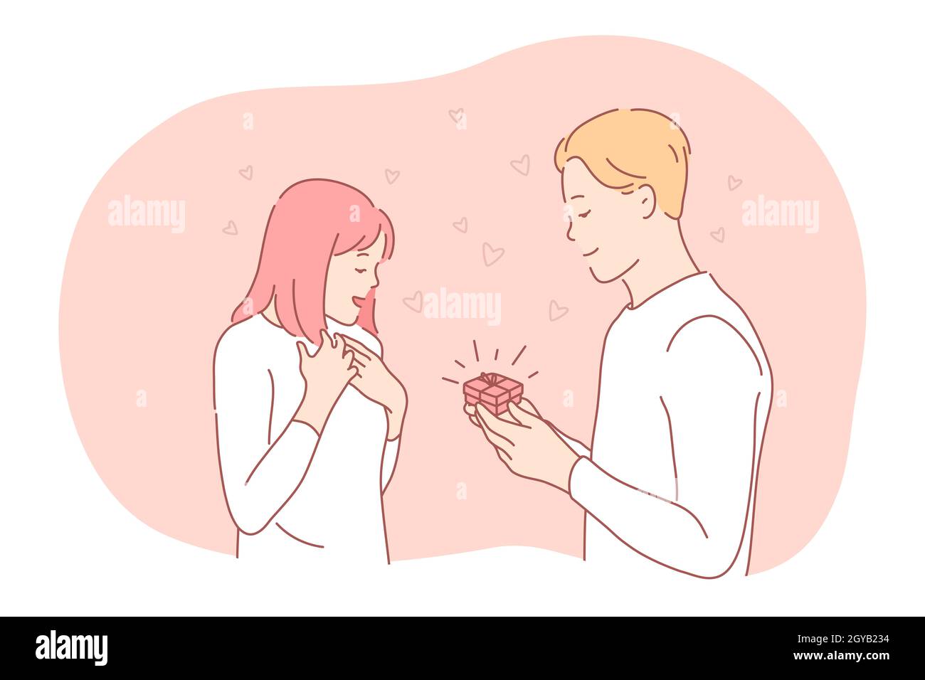 Proposal, engagement, couple togetherness concept. Young loving happy ...