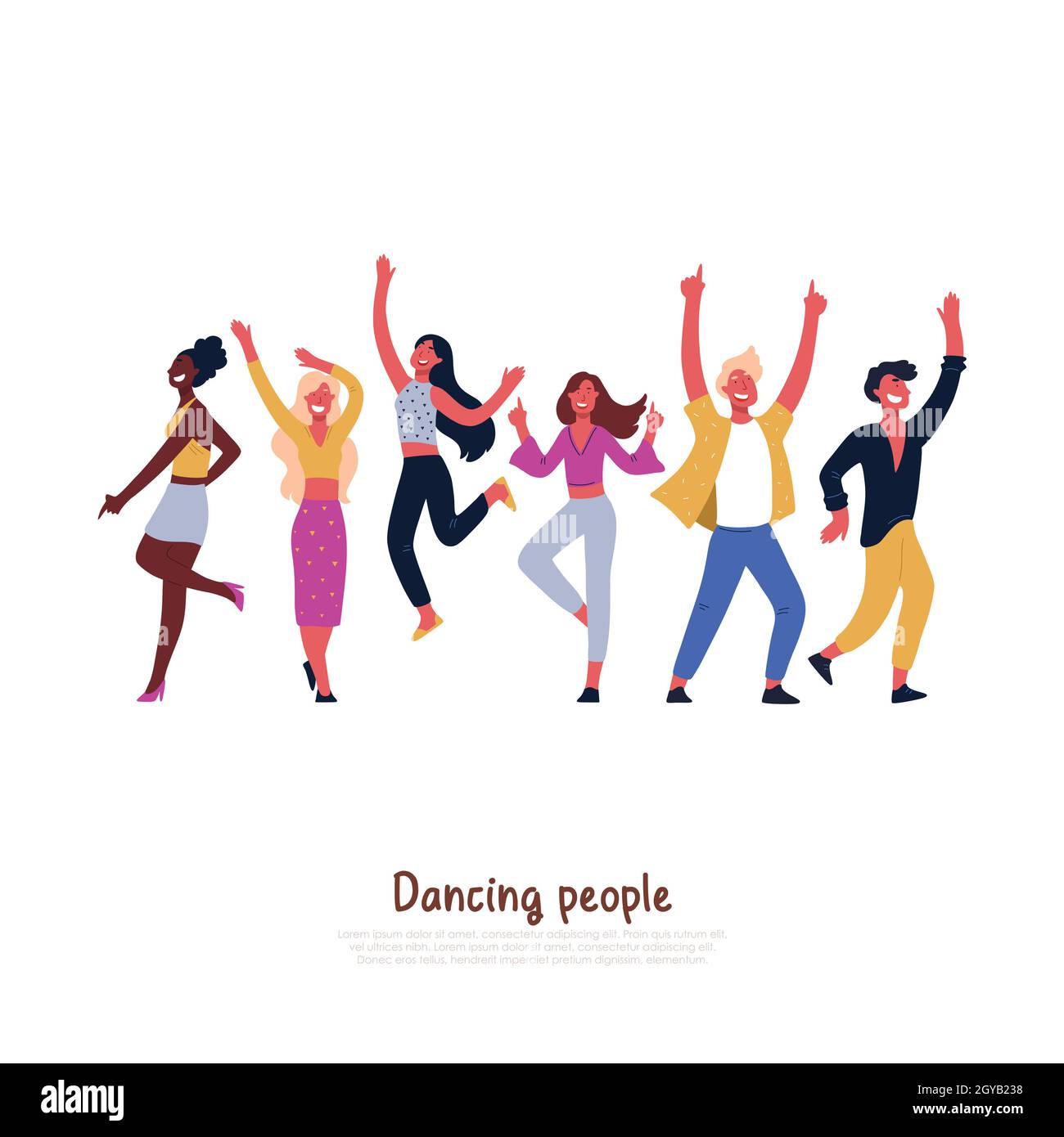 Party dancers, smiling people dancing, having fun, celebrating special ...