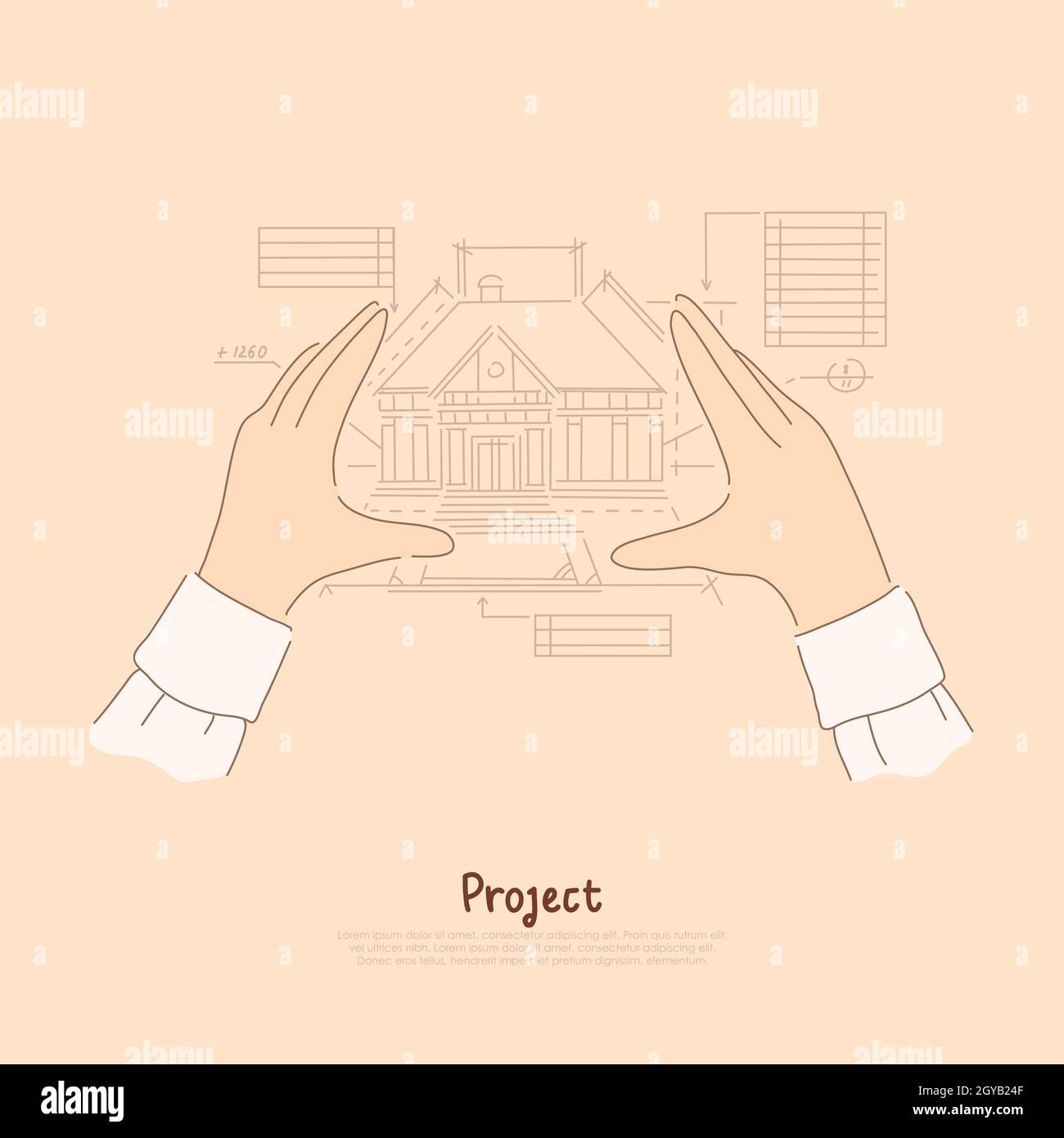 Creator arms metaphor, architect envisioning future house, blueprint ...