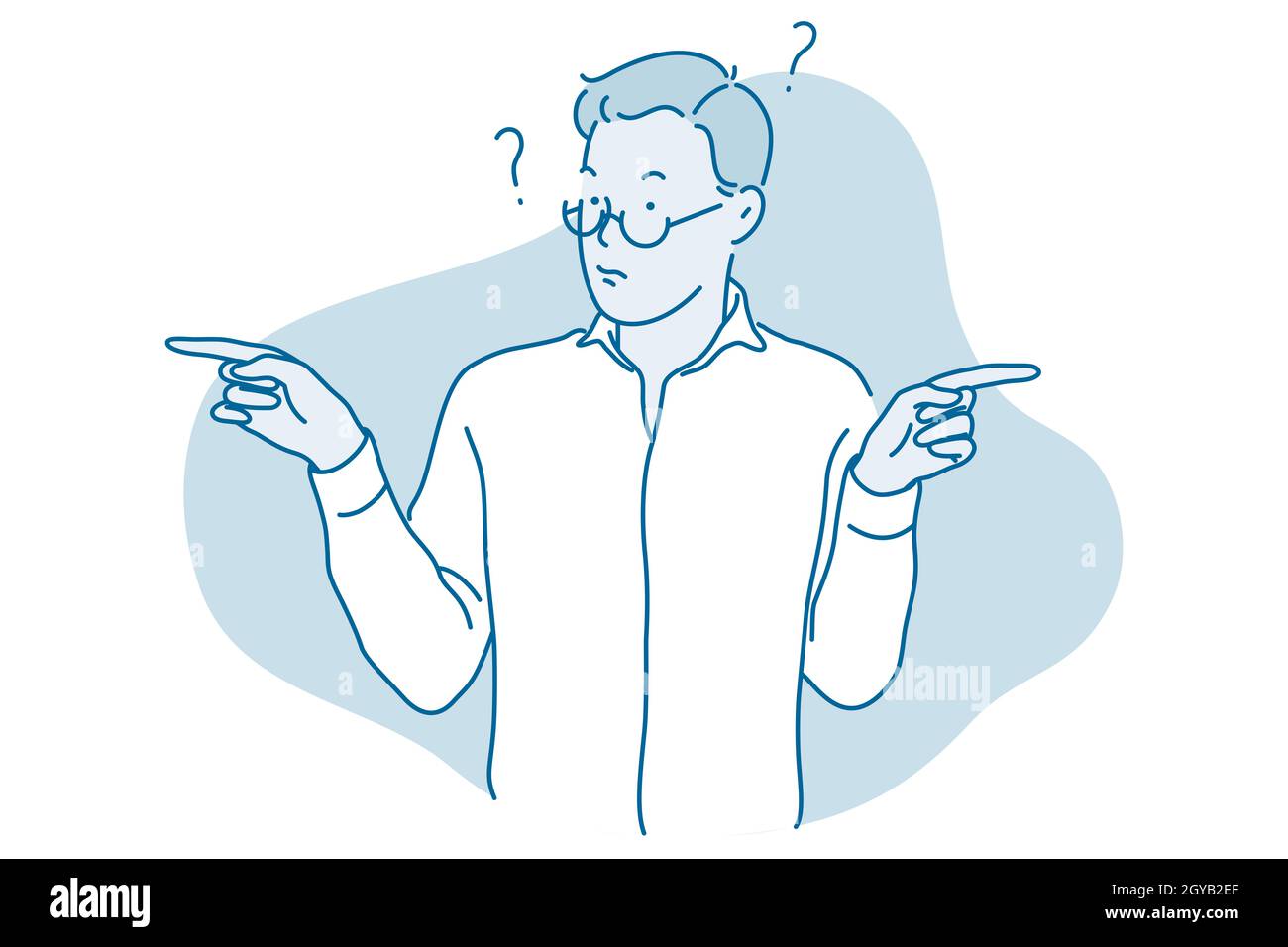 Doubt, stress, confusion concept. Young man office worker standing and ...