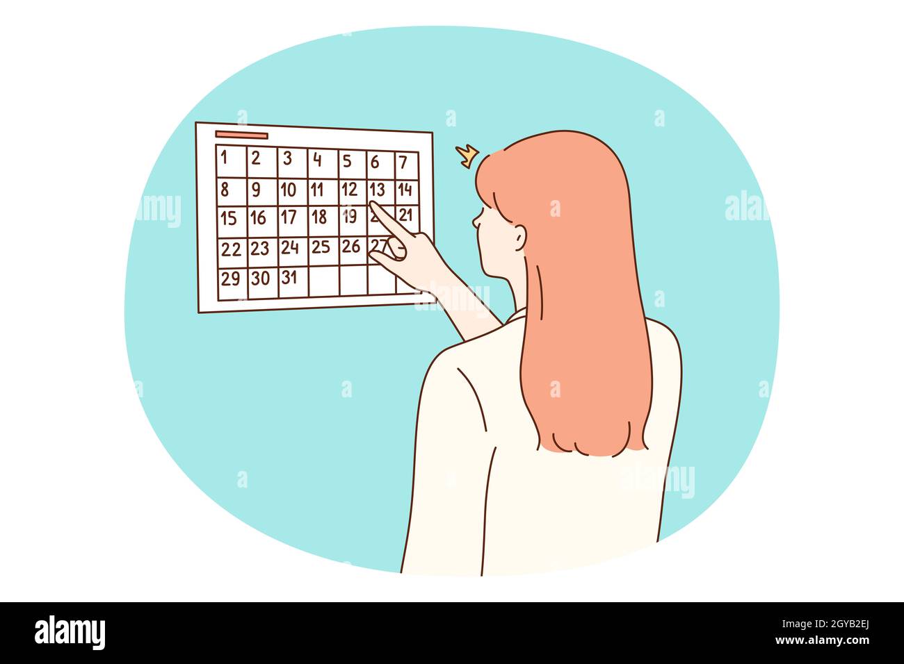 Calendar, time management, personal planning concept. Young woman odic ...