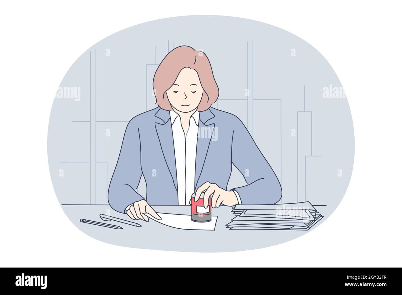Finance, accounting, office worker concept. Young woman cartoon ...