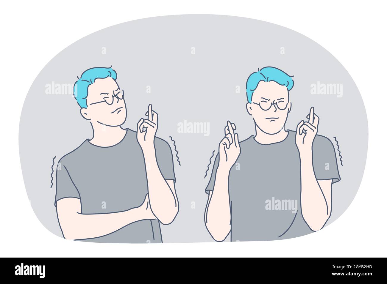 Sign language, gestures, hands communication concept. Young man cartoon ...