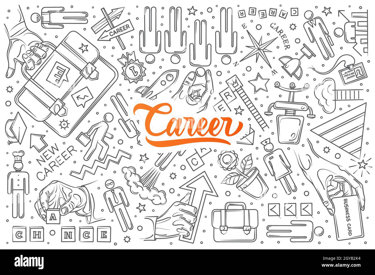 Hand drawn career set doodle vector illustration background Stock Photo ...