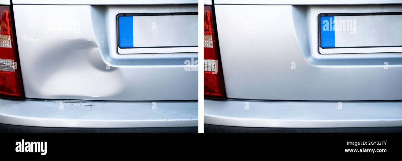 Photo Of Car Dent Repair Before And After Stock Photo - Alamy