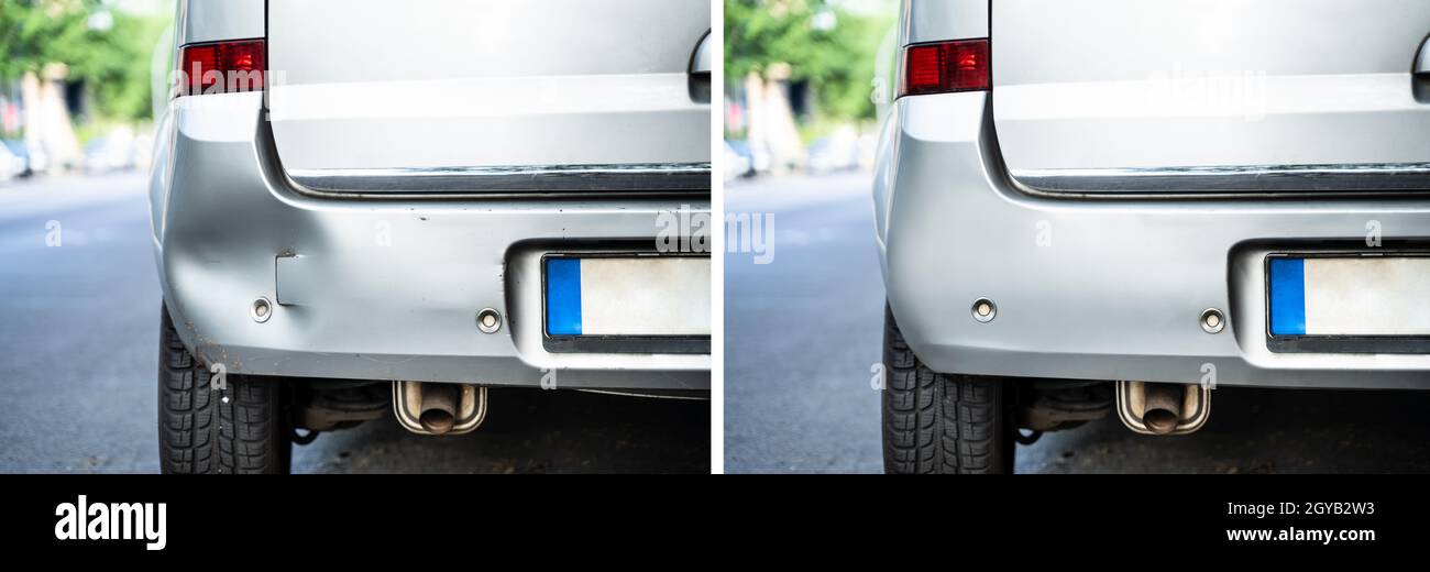 Photo Of Car Dent Repair Before And After Stock Photo - Alamy