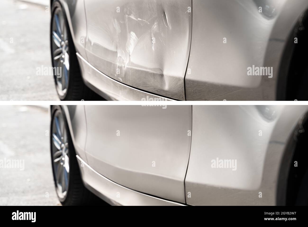 Photo Of Car Dent Repair Before And After Stock Photo - Alamy