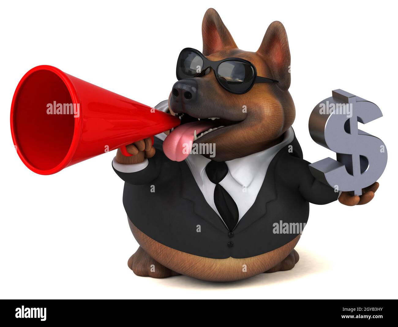Fun german shepherd dog - 3D Illustration Stock Photo - Alamy