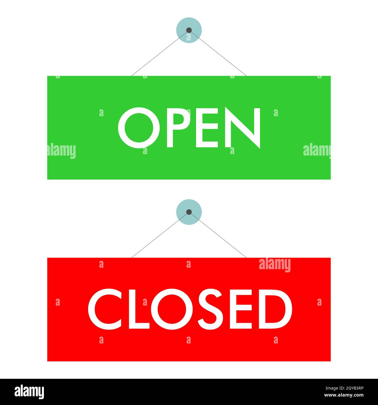 green open and red closed shop window signs Stock Photo - Alamy