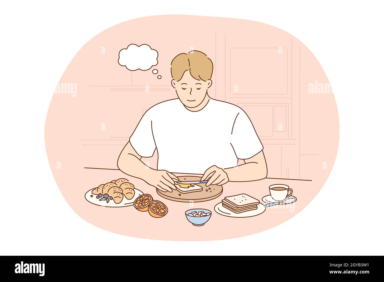 Healthy food, clean eating, nutrition concept. Young positive man ...