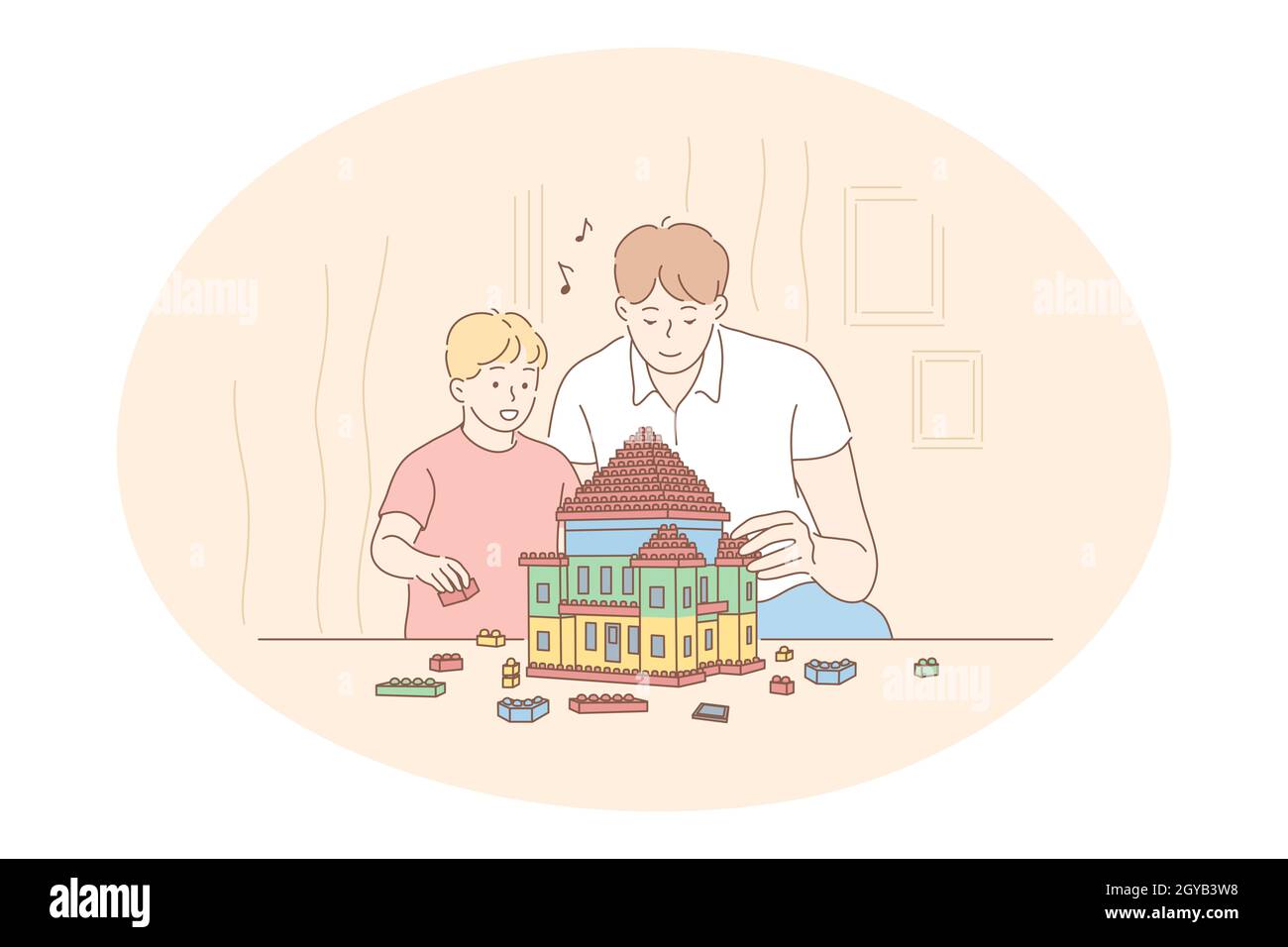 Father, Fathers day, activities with children concept. Young positive ...