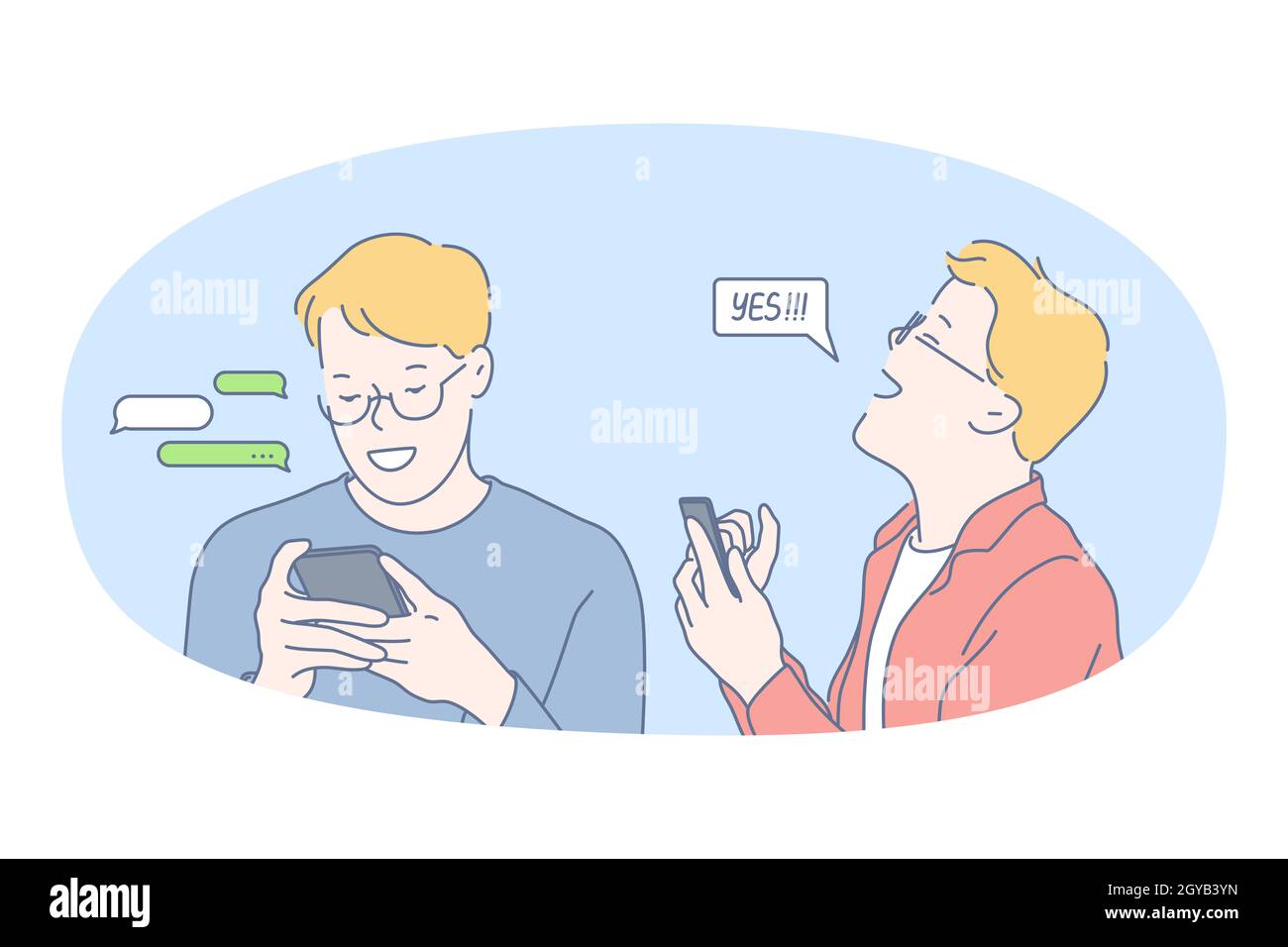 Online chatting in cartoon Cut Out Stock Images & Pictures - Alamy