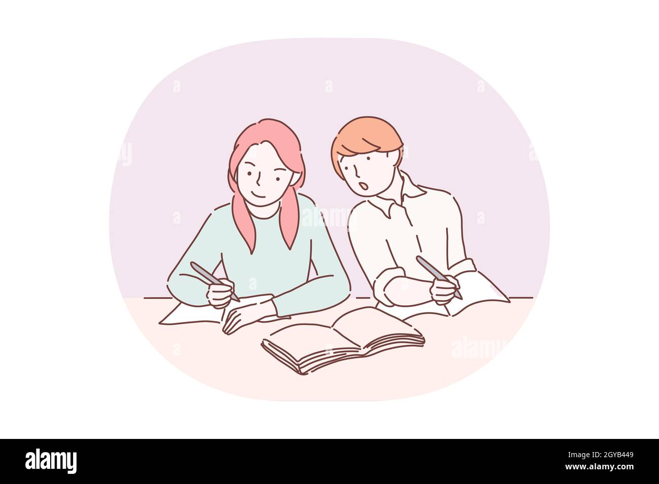 Exam, school, learning, education, curiosity concept. Boy pupil cartoon ...