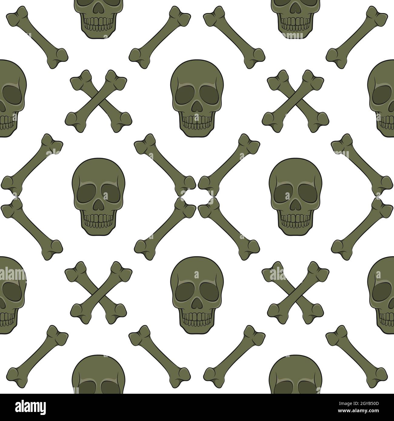 Set of seamless patterns with skull and bones. Vector colored ...
