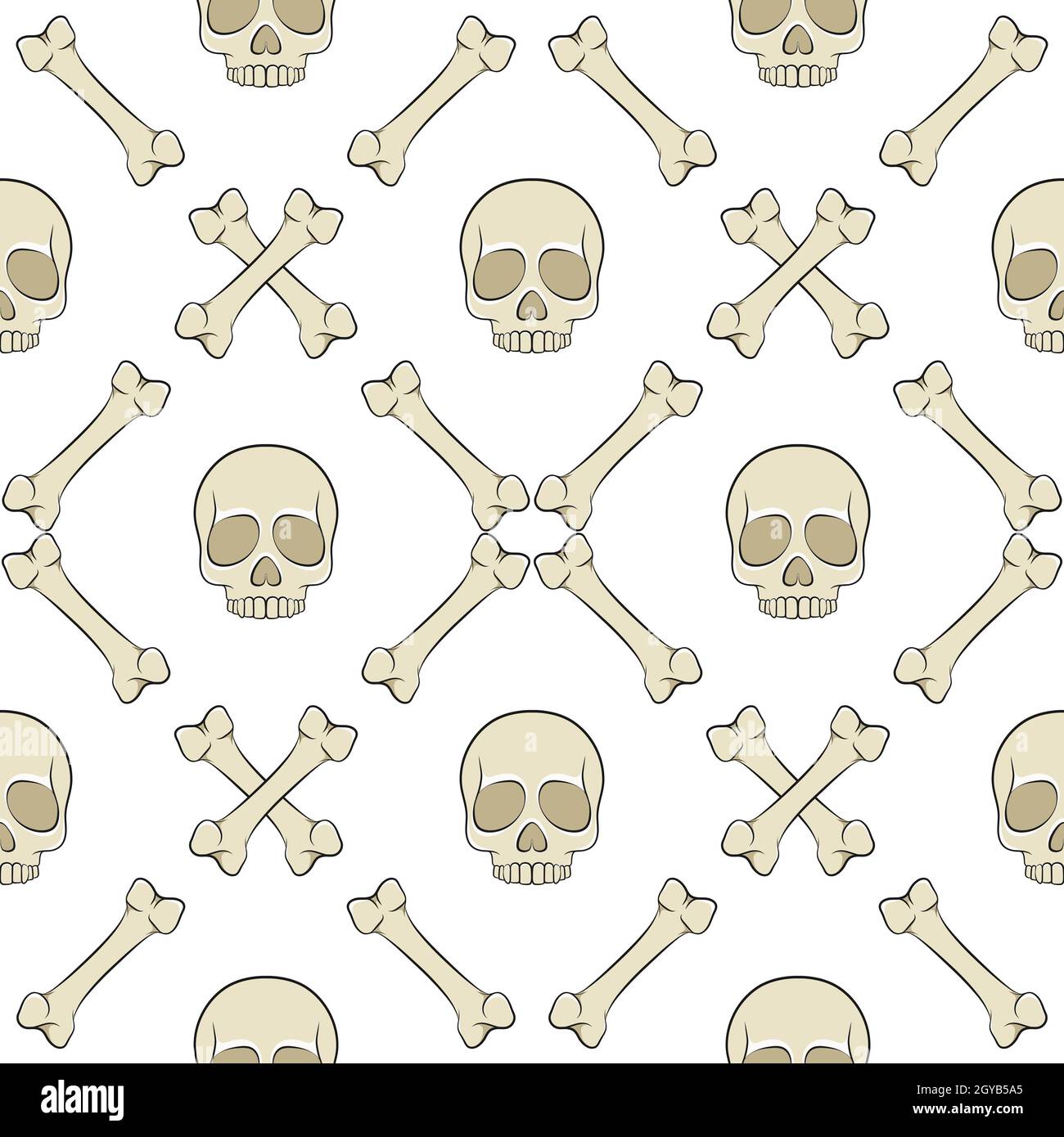 Set of seamless patterns with skull and bones. Vector colored ...