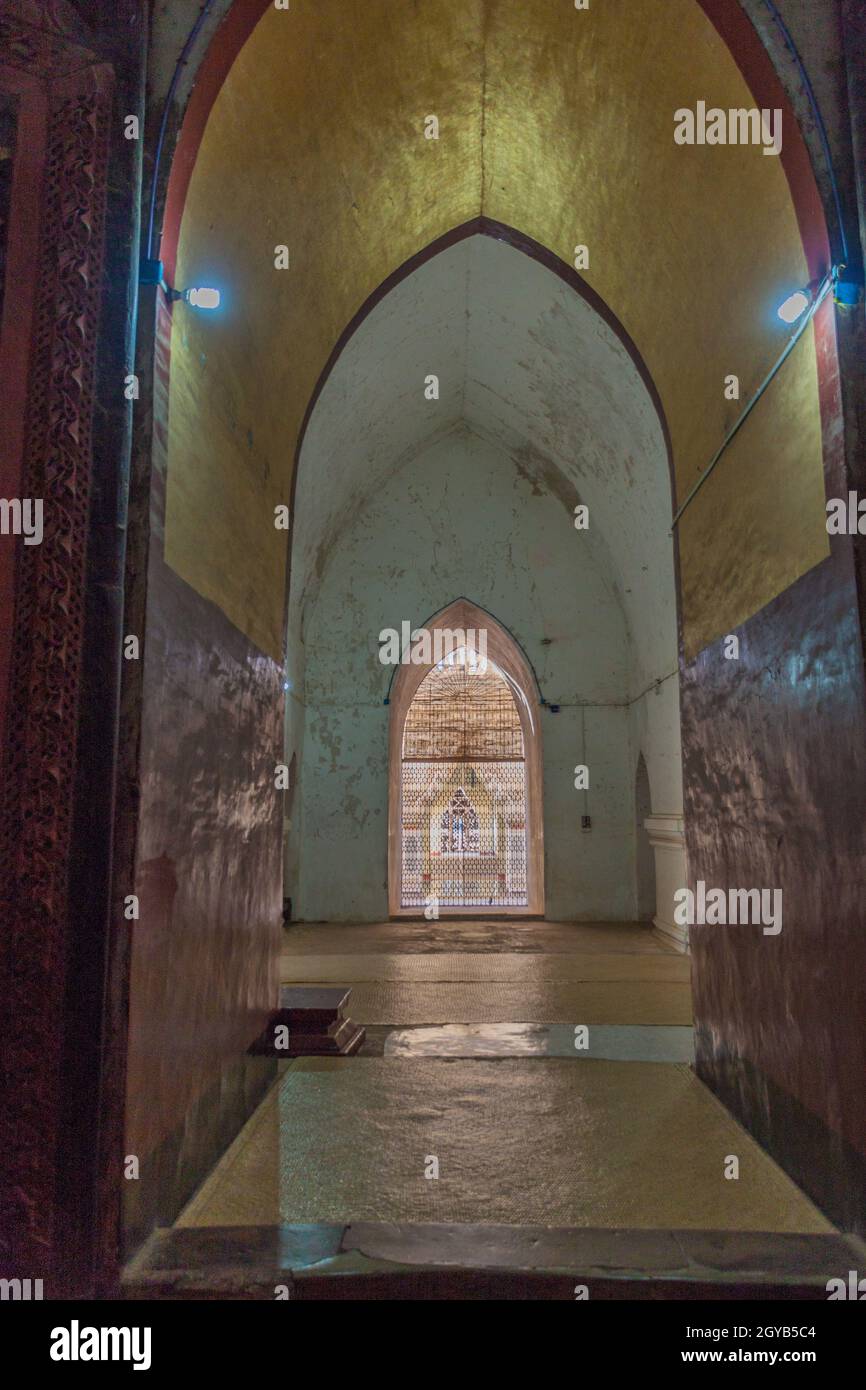Interior of Ananda temple in Bagan, Myanmar Stock Photo - Alamy