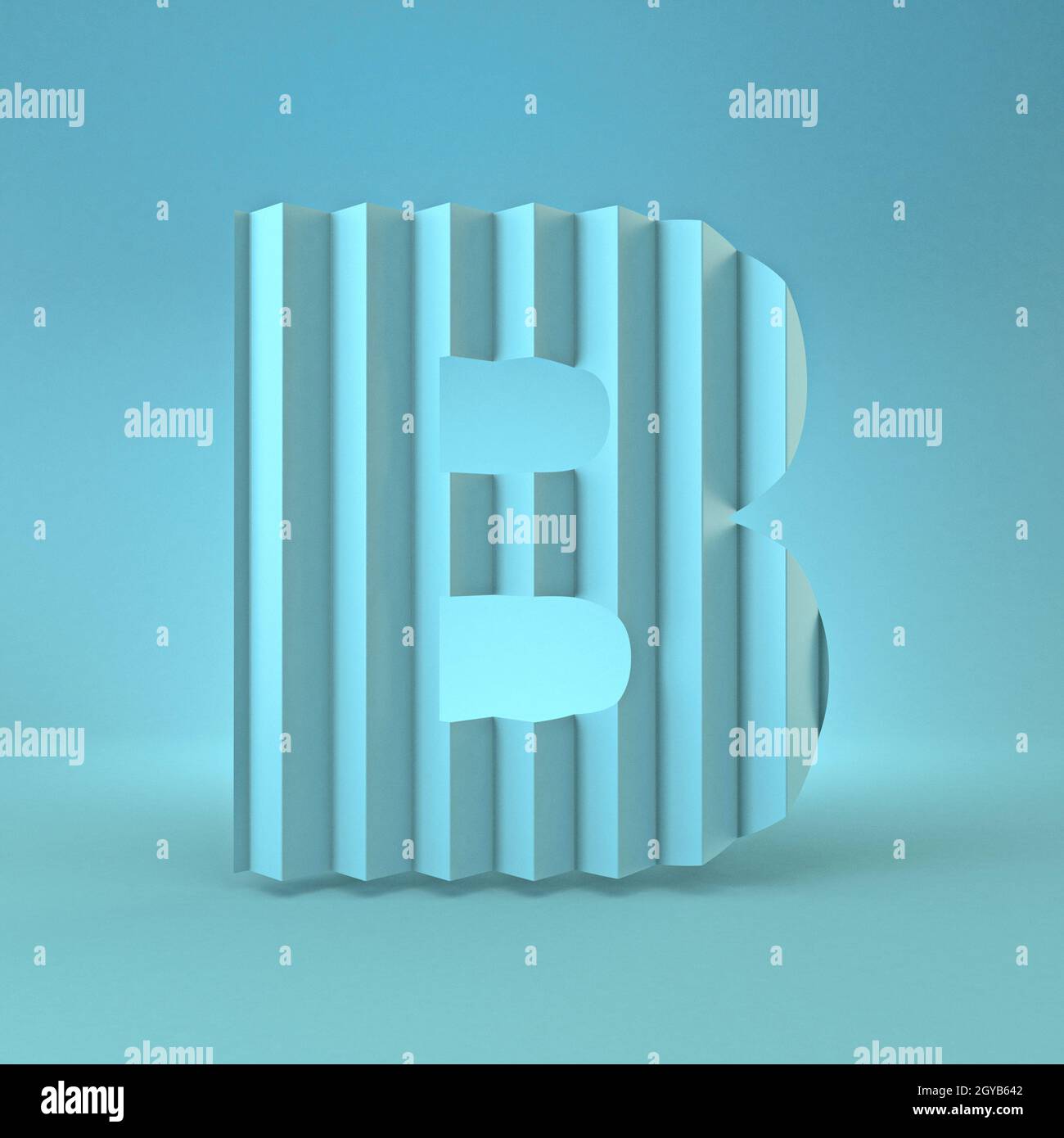 Cold blue font Letter B 3D render illustration on blue background Stock ...