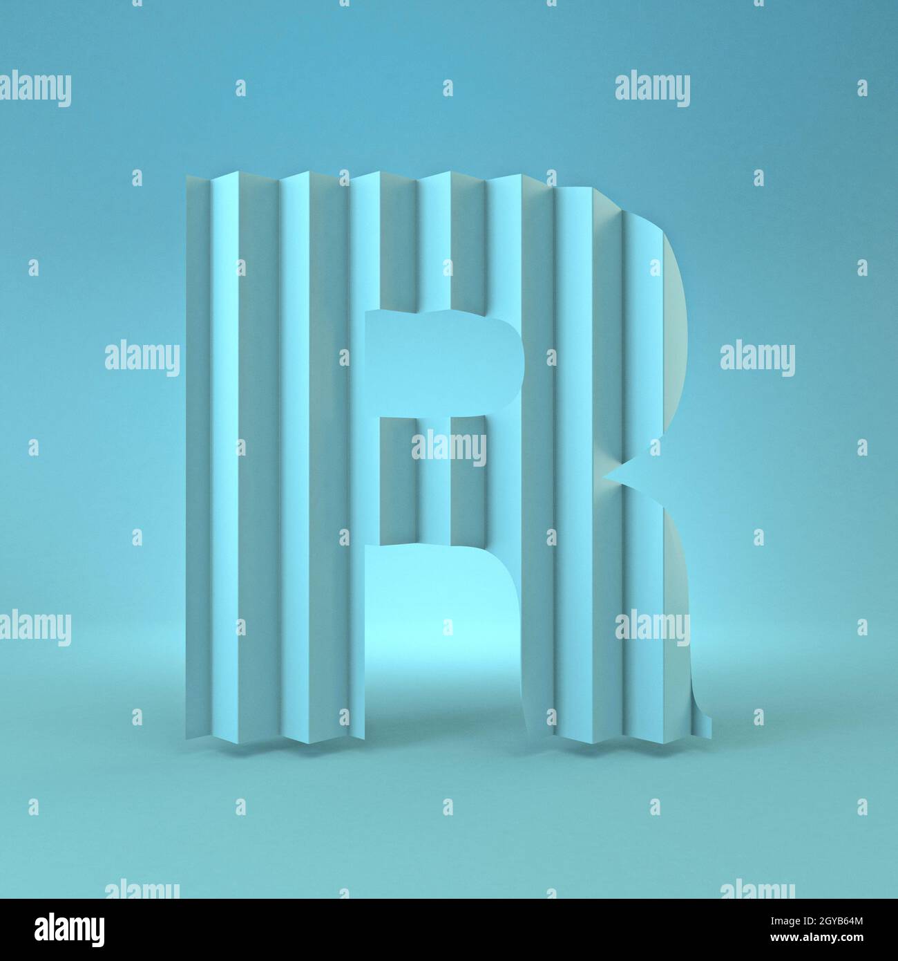 Cold blue font Letter R 3D render illustration on blue background Stock ...