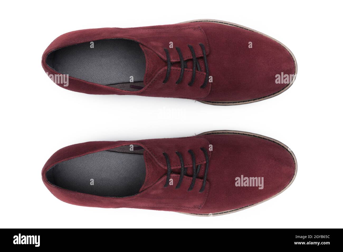 Classic male leather shoes isolated on a white, top view Stock Photo ...