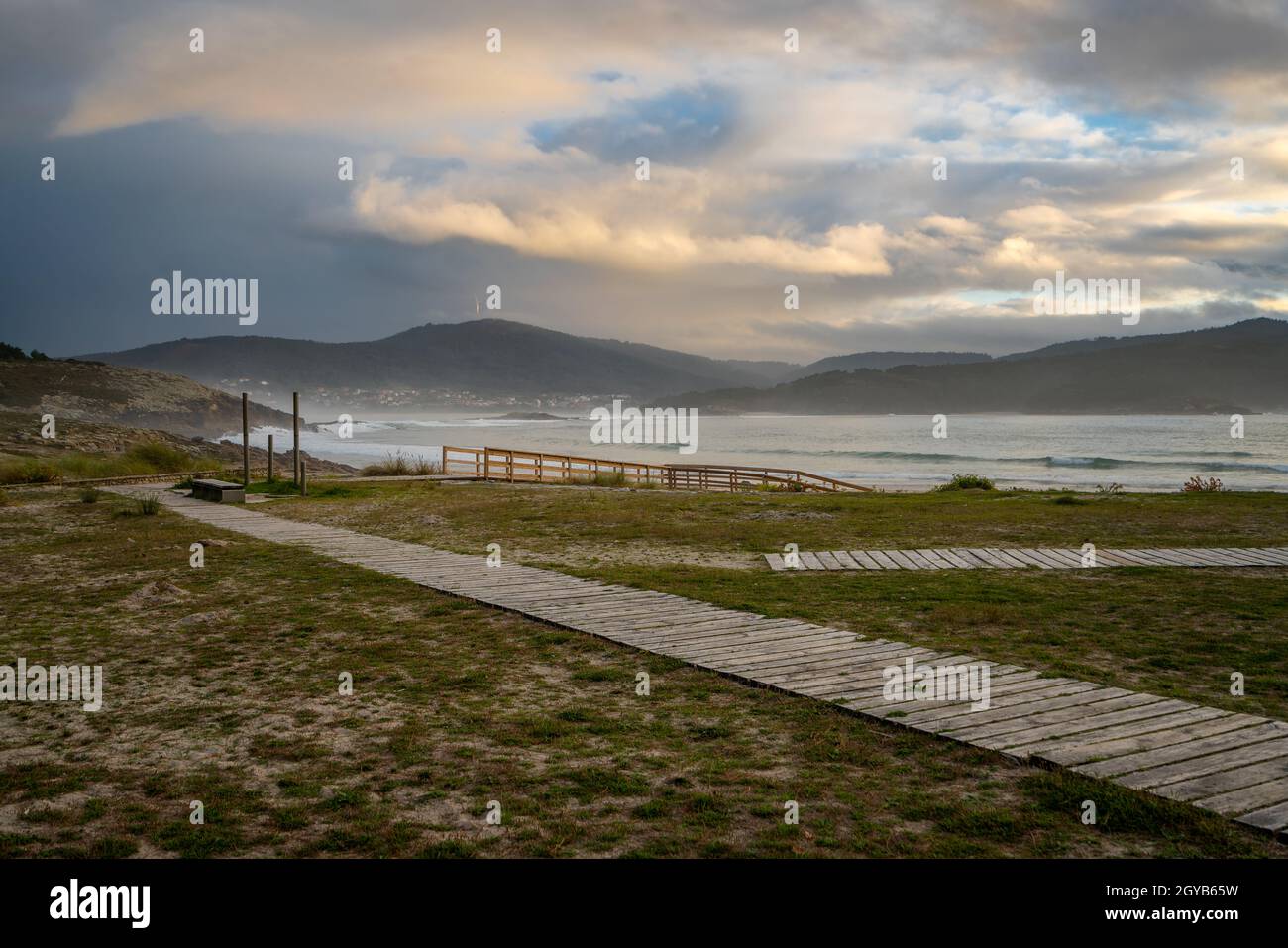 Balares beach at sunset with beautiful landscape in Galicia, Spain ...