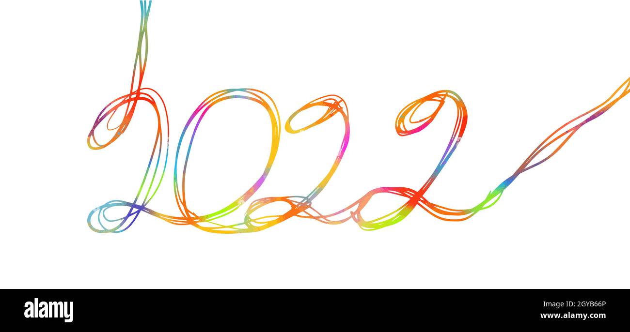 Pen drawing 2022 multicolored calligraphy . Vector illustration Stock ...