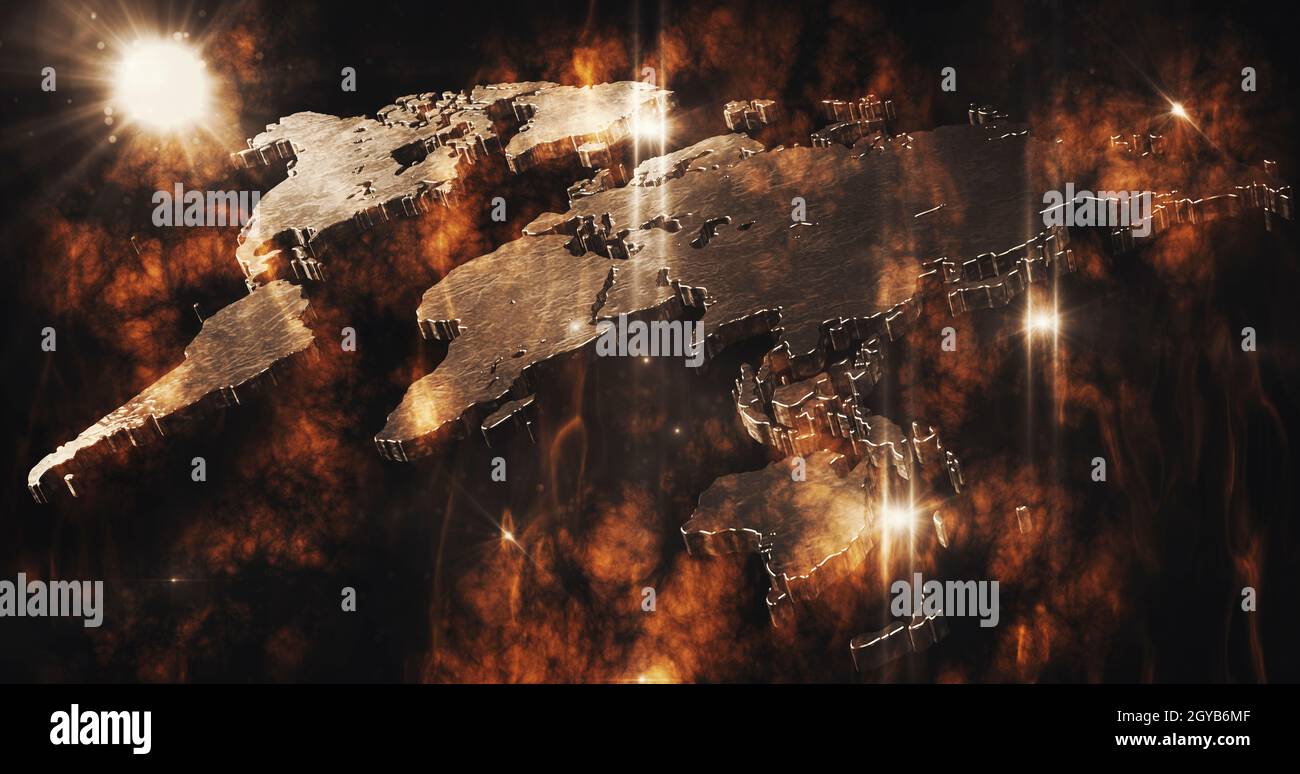 World map burning in blazing fire and flames 3D Rendering Stock Photo ...