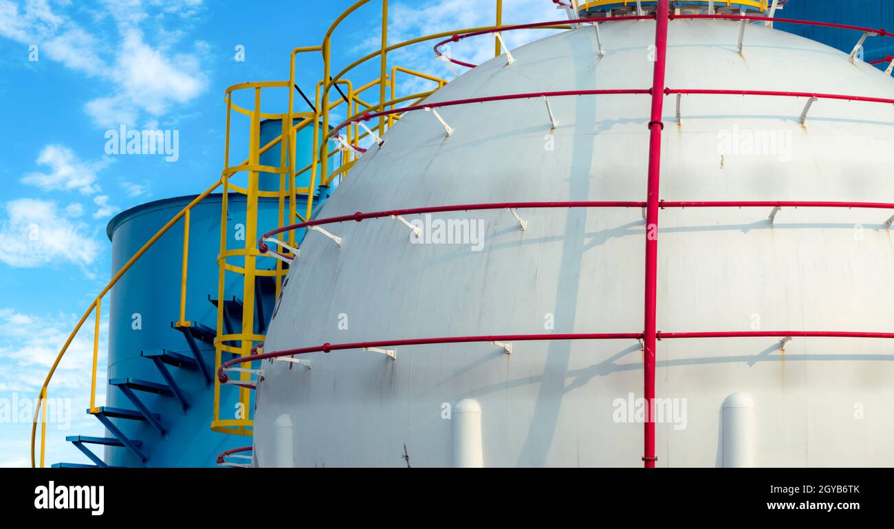 Industrial gas storage tank. LNG or liquefied natural gas storage tank ...