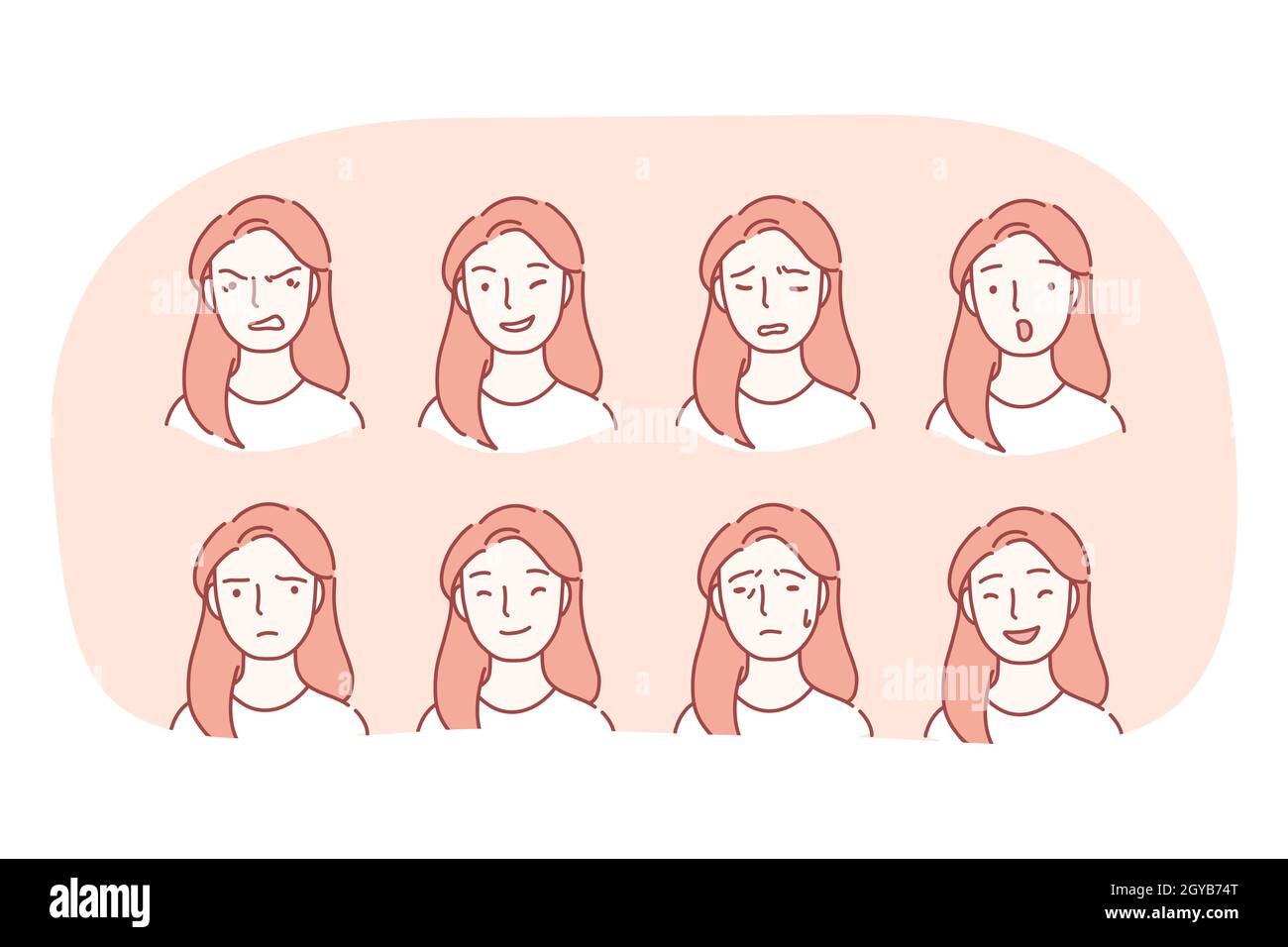 Different emotions and variety of facial expressions concept. Set of ...