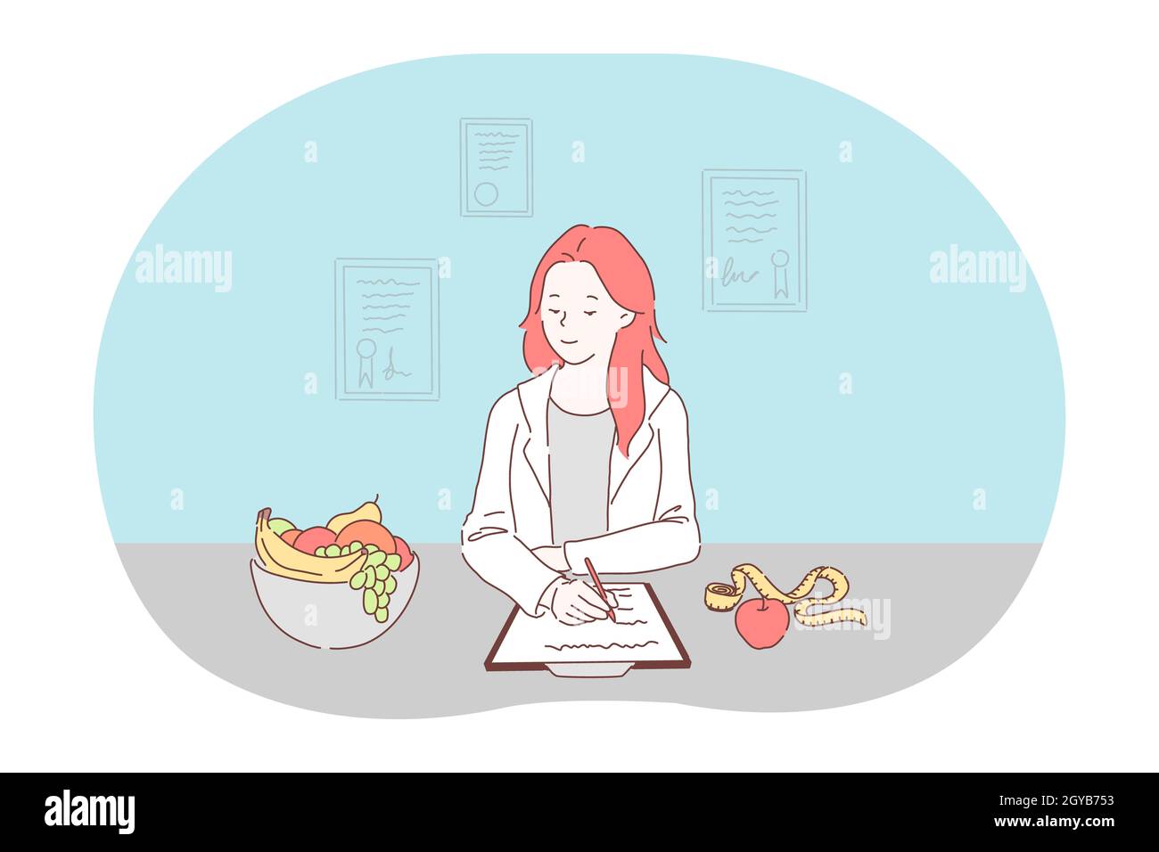Cartoon illustration nutritionist girl hi-res stock photography and ...