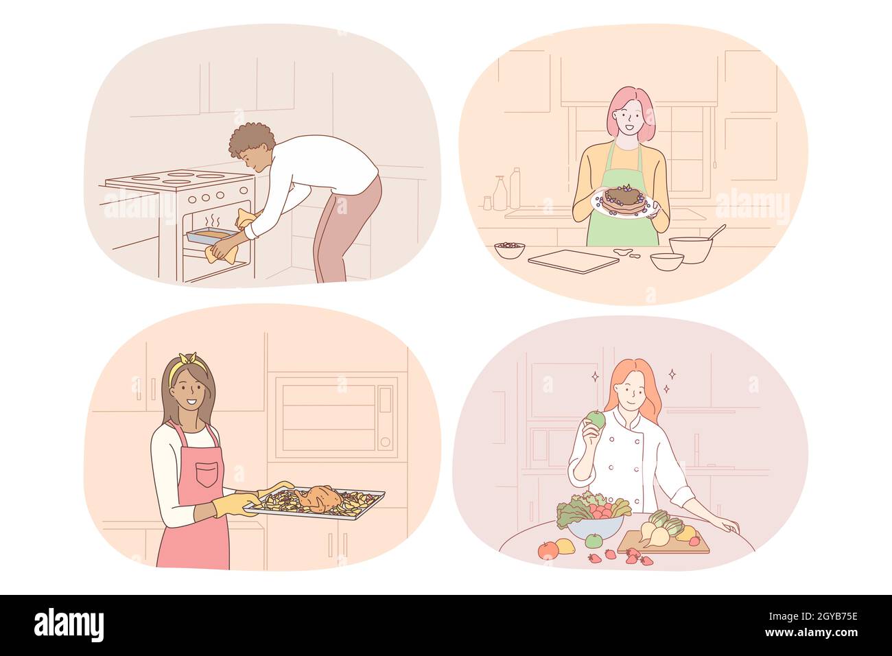 Female character cooking baking Cut Out Stock Images & Pictures - Alamy