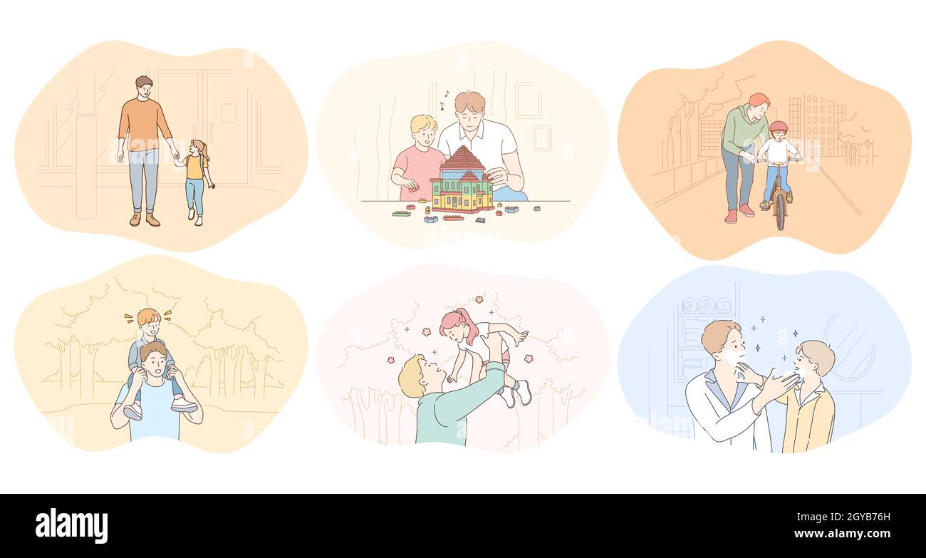 Father and child, fathers day, activities with children concept. Young ...