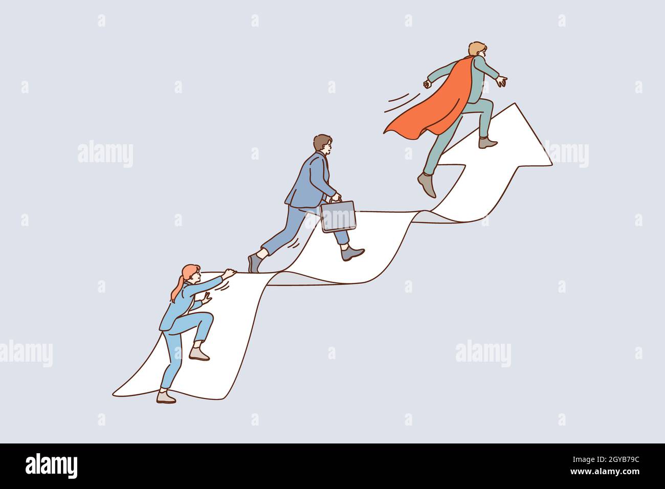Leadership and career ladder concept. Business people cartoon ...
