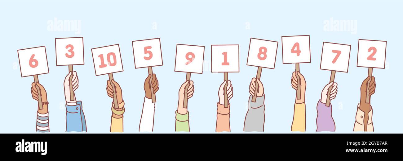 Hands with numbers set concept. Collection of men and women hands ...