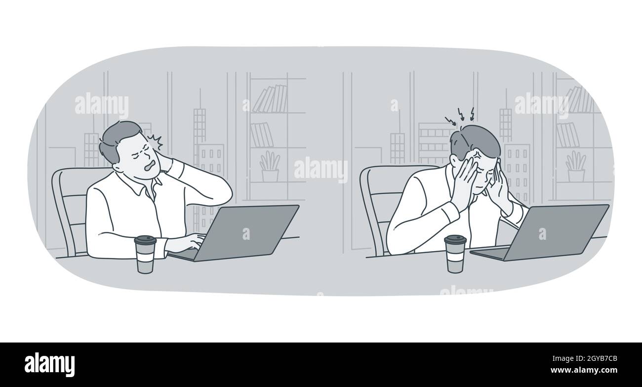 Stress, overwork, overload concept. Unhappy depressed stressed young ...