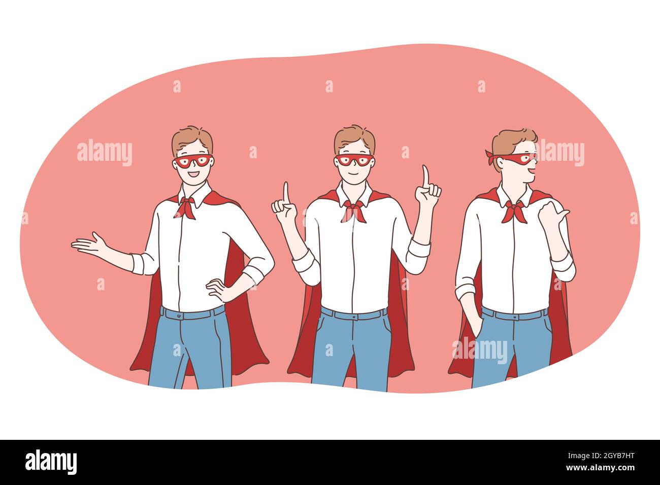 Superhero, superman, power concept. Young positive men cartoon ...