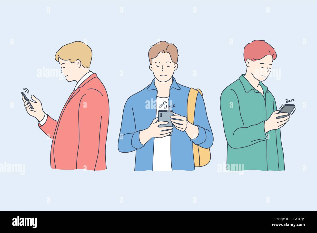 Communication, technology, media, friendship concept. Men guys ...