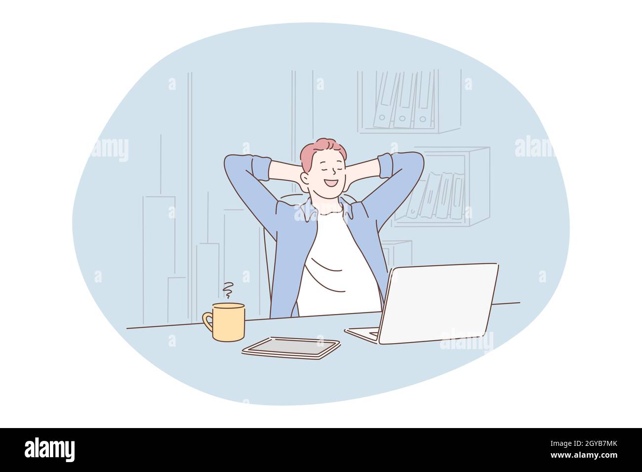 Laptop coffee character cartoon Cut Out Stock Images & Pictures - Alamy