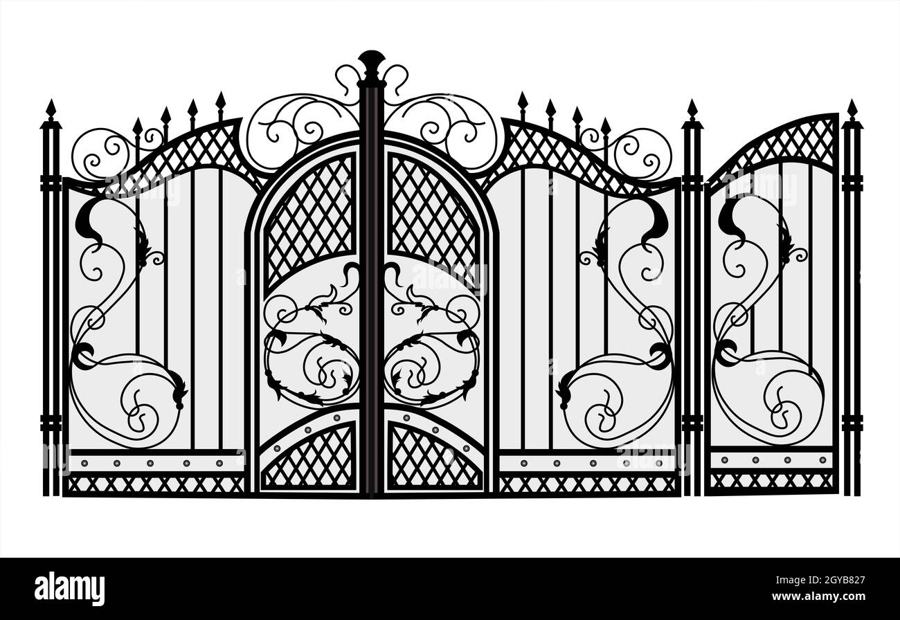 SKETCH of forged metal elements with antique ornaments. Artistic ...