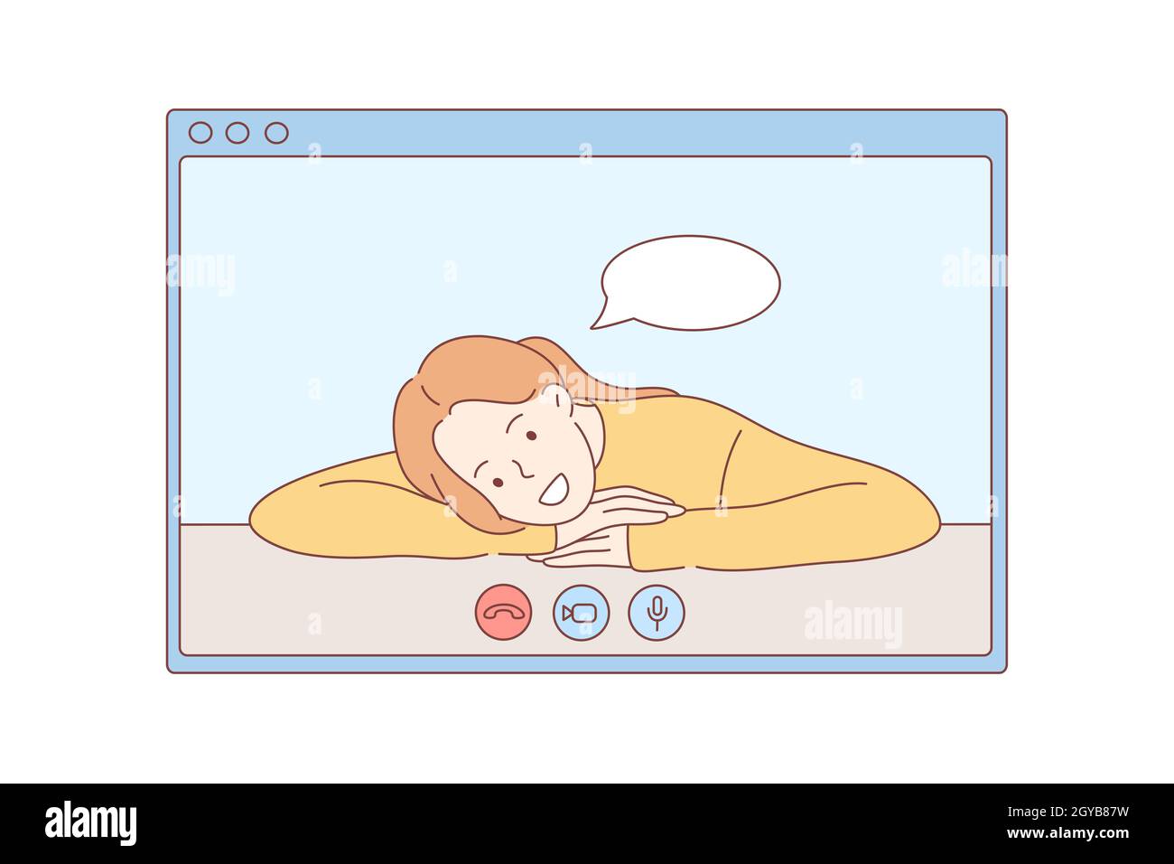 Online, communication, quarantine, coronavirus concept. Woman girl ...