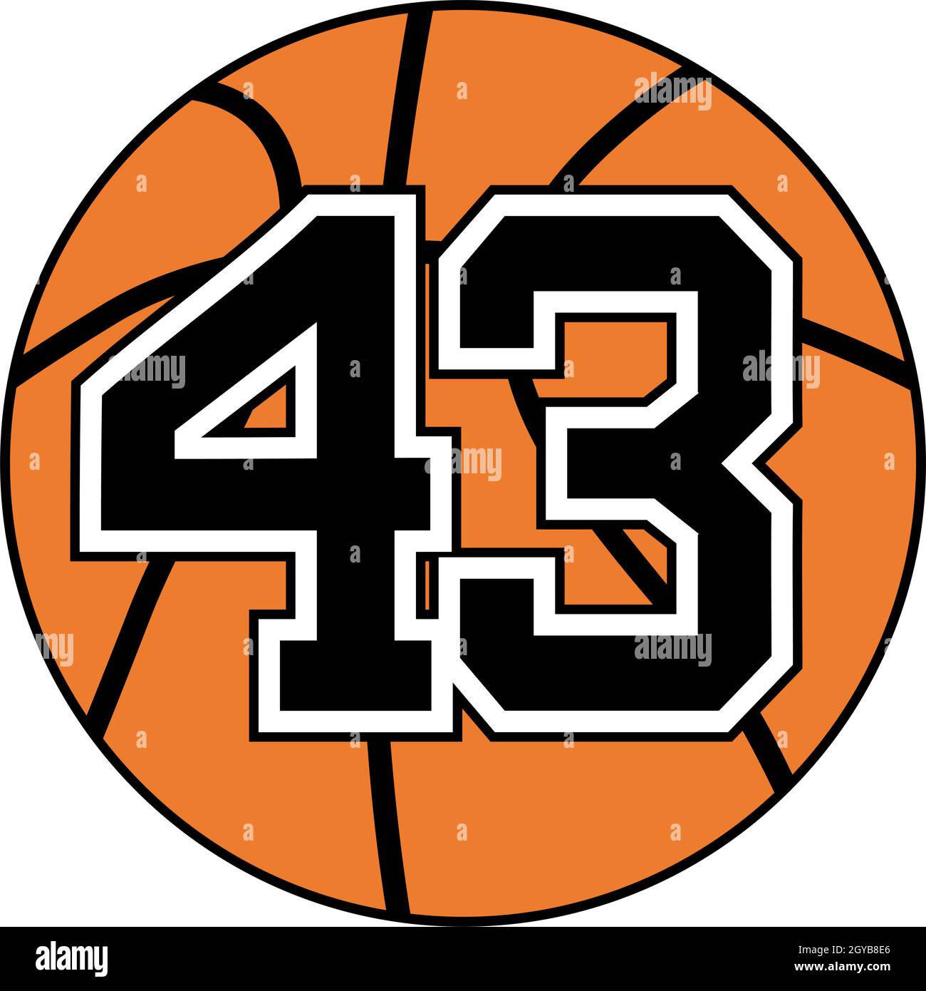 ball of basketball symbol with number forty three Stock Vector Image ...