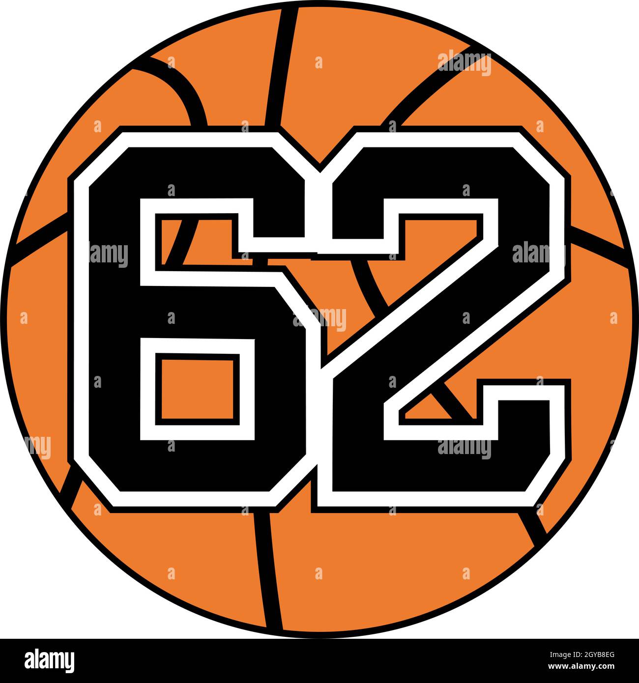 ball of basketball symbol with number 62 Stock Vector Image & Art - Alamy