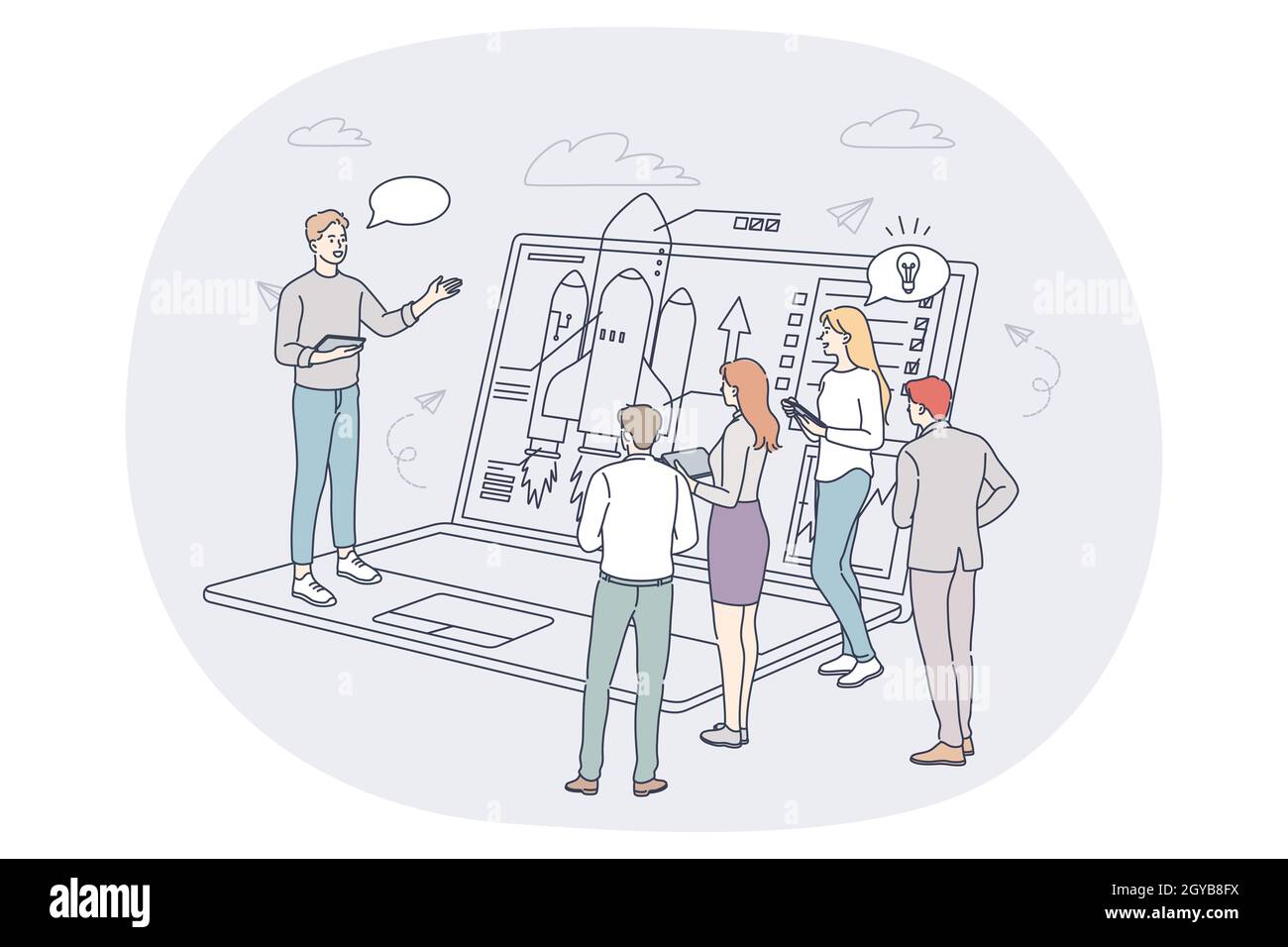 Finance, marketing data analytics, teamwork concept. People business ...