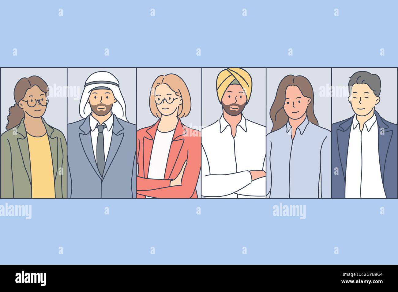 Multiracial business people set concept. Collection collage of young ...