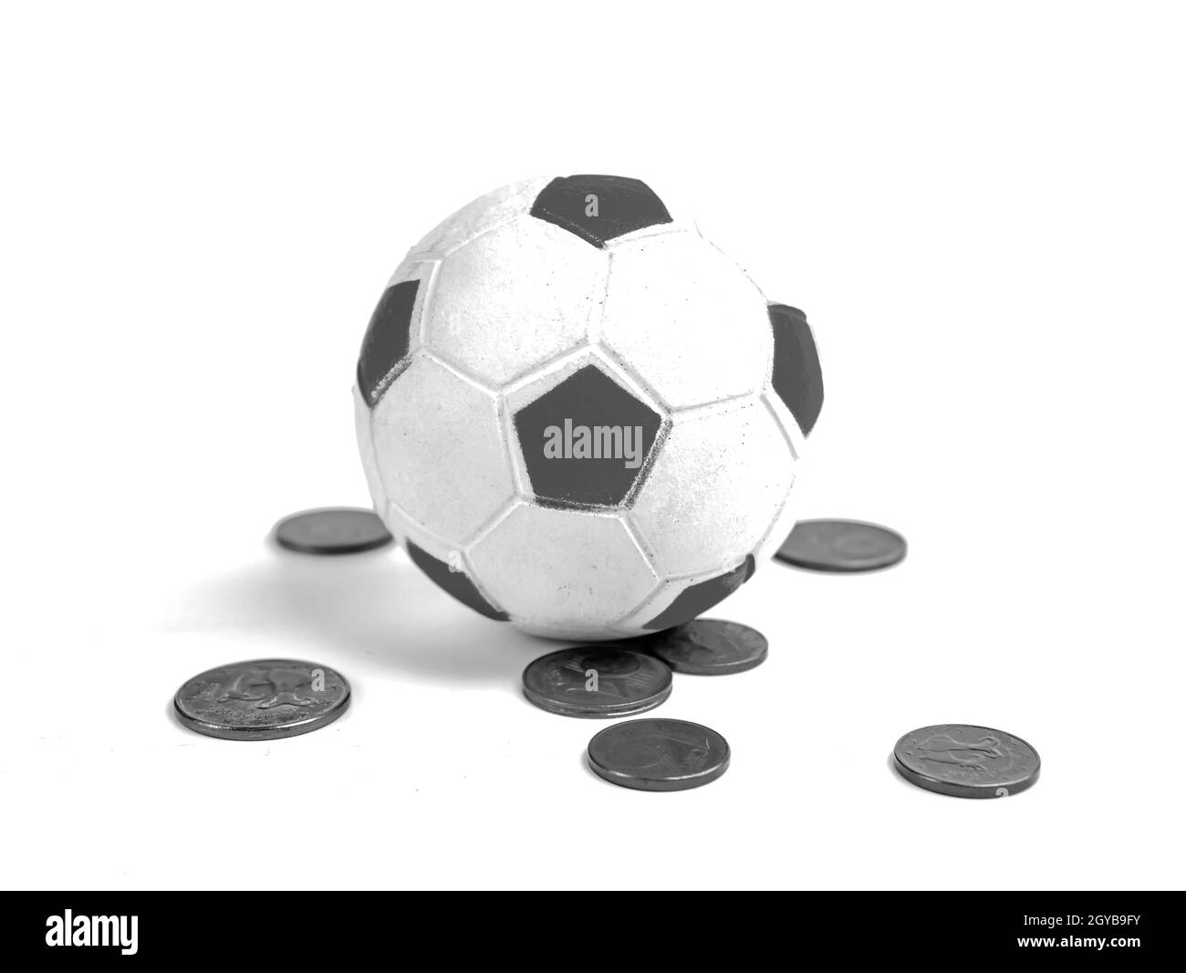 Soccer ball and money on a white background. Soccer referee cards ...