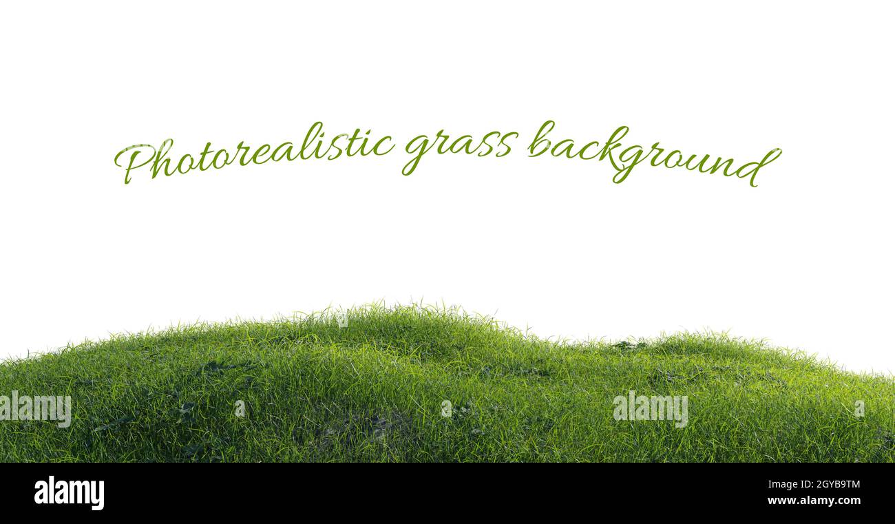 Photorealistic grass hill on a white background, 3d rendering Stock ...
